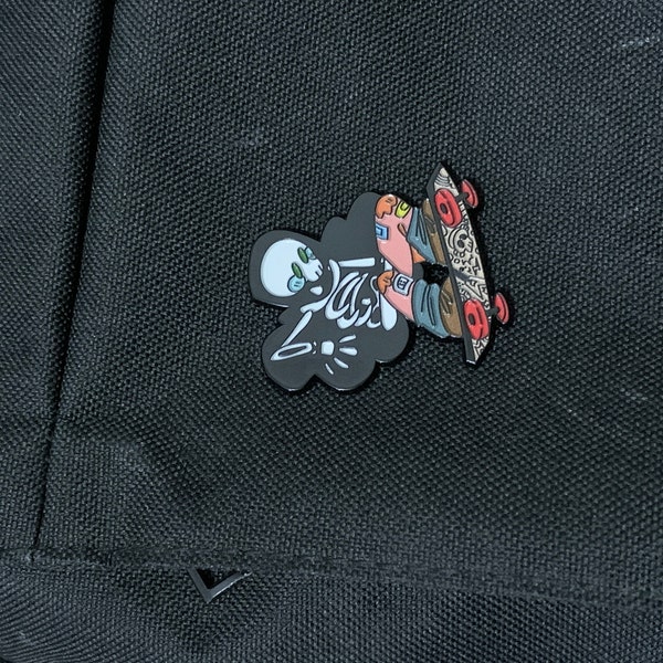 Skeleton Ghost Skater Enamel Pin 2in - Etsy
