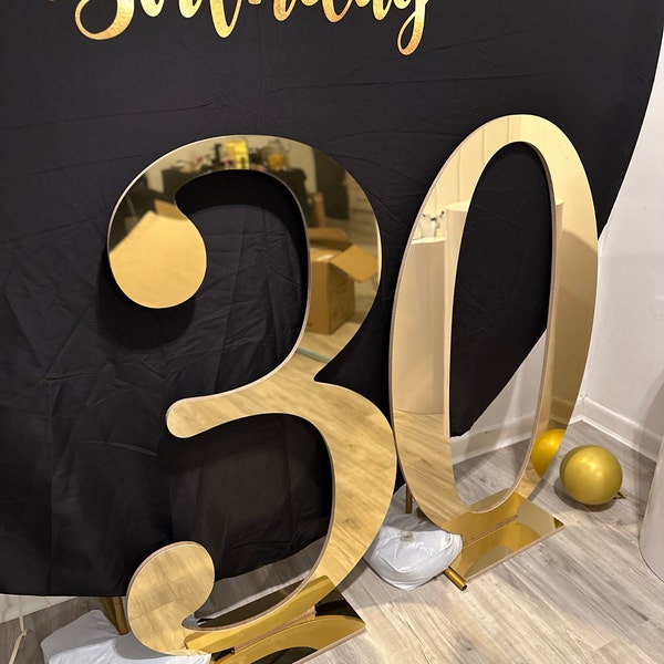 4ft LARGE Free Standing Numbers Letters Event Prop Party Balloon Gold ...