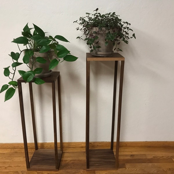 Solid Walnut Modern Rectangle Stand | Geometric Vase | Tall Stand ...