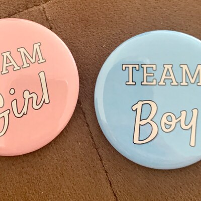 Team Boy Team Girl Gender Reveal Button Pin Set FREE SHIPPING, Gender ...