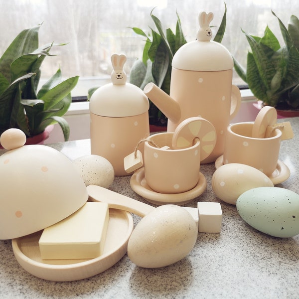 Wooden Tea Set Kitchen Set Wooden Dishes Play Kitchen - Etsy