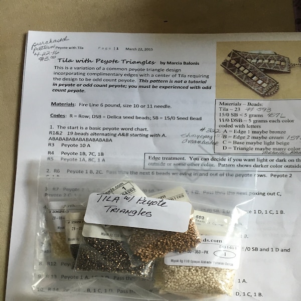 PATTERN Tila Triangle Peyote Word Chart With Spacing for Tila Beads - Etsy