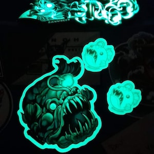 Tiny Angler Fish Glow Sticker Anglerfish, Spooky, Ghost, Halloween ...