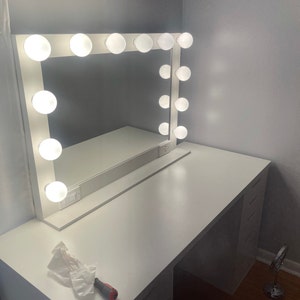 Gold Glitter Vanity Mirror With Lights 32 X 28 | Etsy