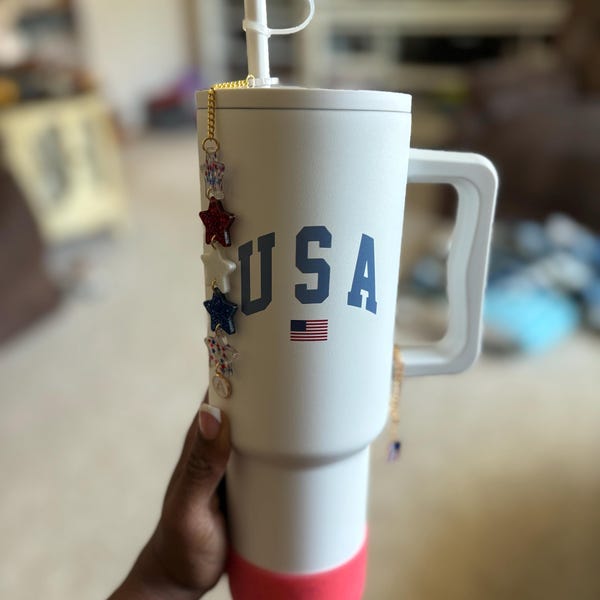 Short Tropical Monstera Stanley Straw Charm, Straw Dangle, Stanley ...