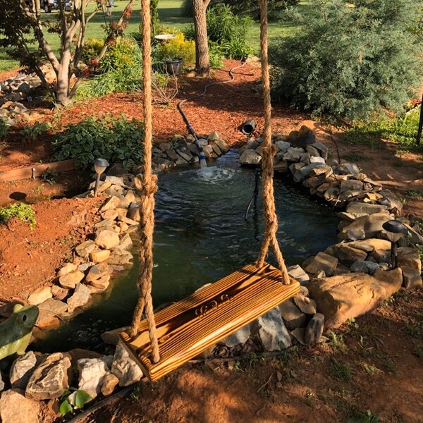 Handcrafted Wooden Tree Swing, Natural or Charred, Rope Included - Etsy