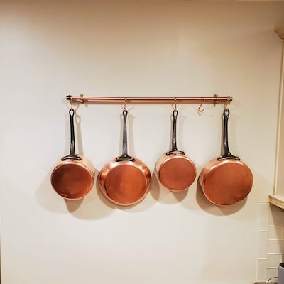 Handmade Copper and Brass Pot and Pan Rack, Copper Rails, Copper ...