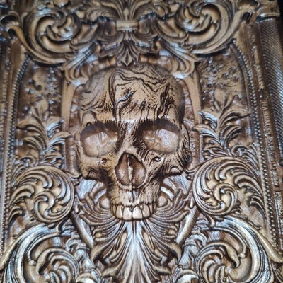 Skull Carved Panel Made of Wood, Wood Wall Art, Carved Skull of Wood ...