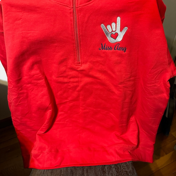 I Love You Sign Language Sweatshirt, ASL Gift, Personalized Interpreter ...