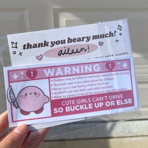 Cute Knife Pastel Warning Sticker Pink Kawaii Decal, Airbag Label, Cute ...