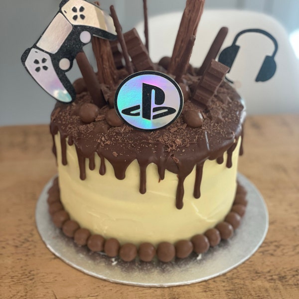 Gaming PS5 Themed Cake Topper Set Controller, Headset, Logo - All ...