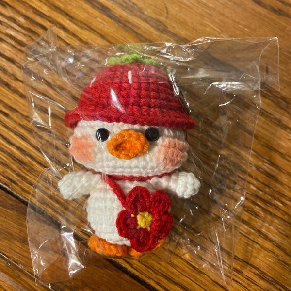 Crochet Cute Duck Keychain, Duck Wear Hat Keychain, Duck Wear Bag ...