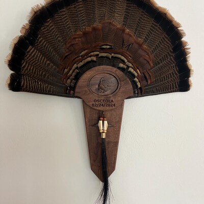 Walnut Turkey Bust Display for Tail, Beard, Spurs, Shotgun Shell, & Fan ...