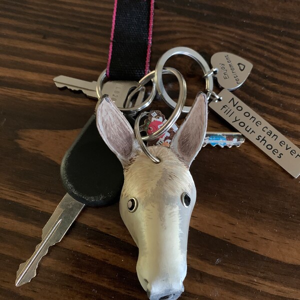 Hand Painted Longear Mule Head Leather Keychain - Etsy