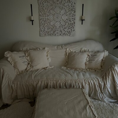 Slipcover Ruffled Slipcover Sofa Cover Sofa Scarf Slip Cover Couch ...