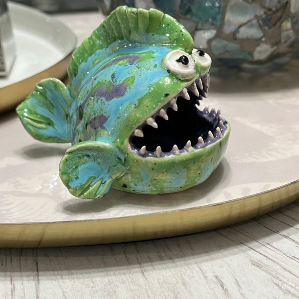 Handmade Colorful Ceramic Fish: Whimsical Home Decor Ornament - Etsy