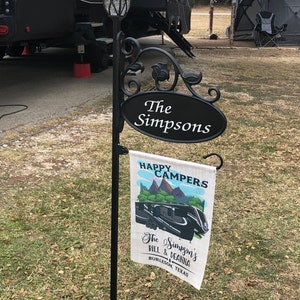 Camp/rv Sign With Flag Holder and Solar Light 48 | Etsy