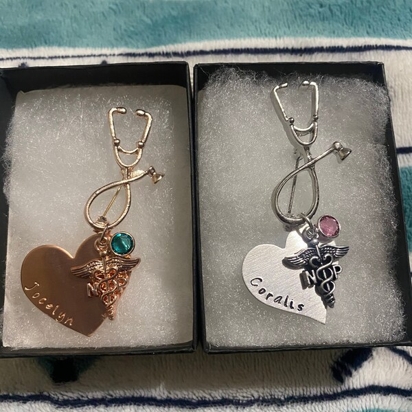 RN Nurse Pin Heart Stethoscope Pin Nurse Brooch Pin Nurse Graduation ...