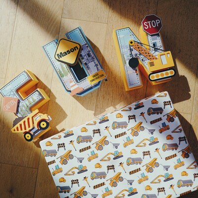 Construction Wrapping Paper Kids Christmas Wrapping Paper, Construction ...