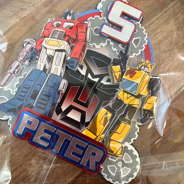 Transformers Birthday Cake Topper: Bumble Bee & Optimus Prime - Etsy