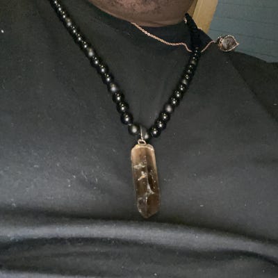 Men's Protection Necklace Big Raw Tiger Eye Pendant Beads Necklace ...