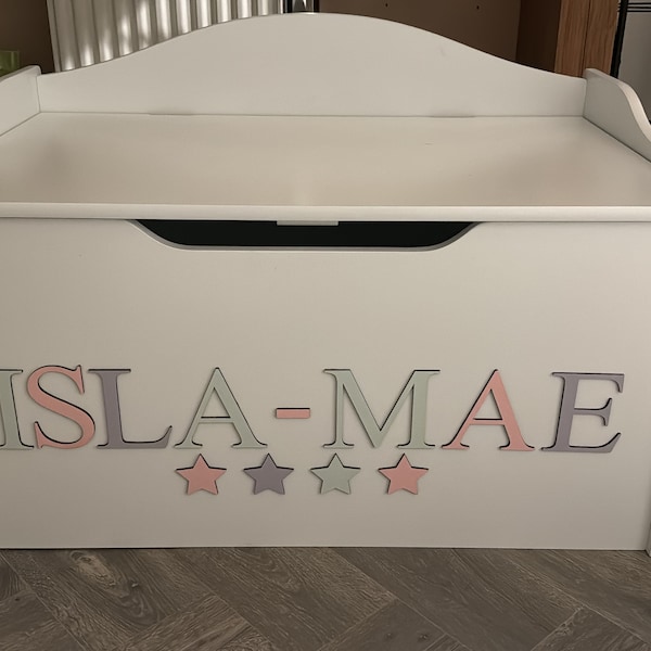 Personalised Wooden Toy Box Name Sign – Custom Pastel Letters for ...