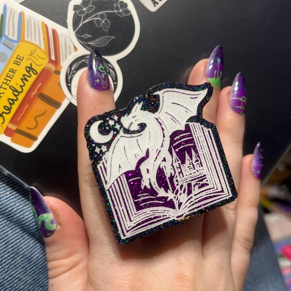 Book W/ Mountains Grip for Kindle or Phone Glitter Star Sky Resin Cute ...