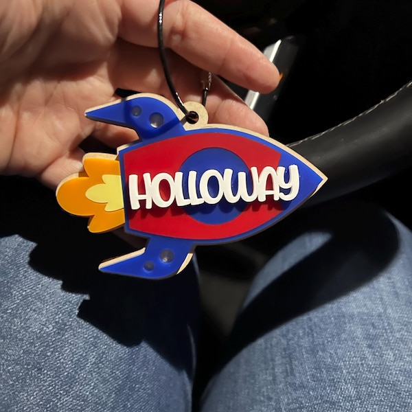 Personalized Rocketship Keychain for Kids, Space Theme Backpack Tag ...