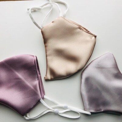 Silky Satin Classy Face Masks 2layers With Nose Wire and Adjustable ...