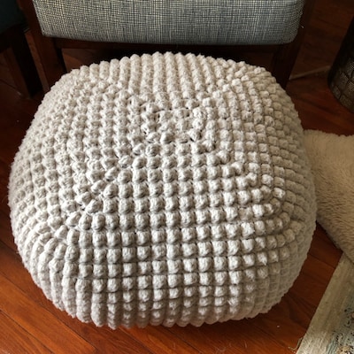 CROCHET PATTERN Square Bobbles Pouf DIY Tutorial Large Crochet Pouf ...