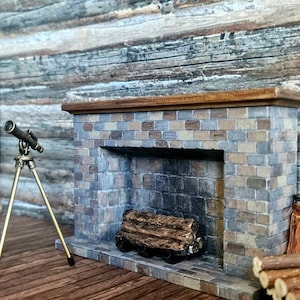 Dollhouse Fireplace, Rustic Brick Fireplace With Mantel, Lake House ...