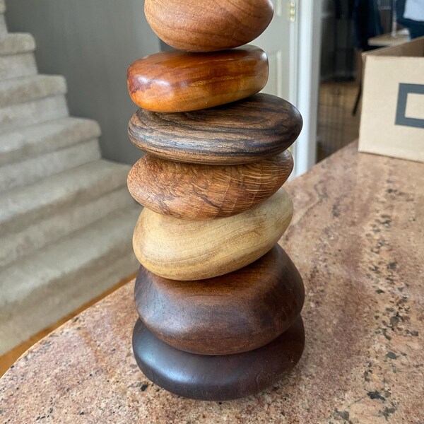 Set of 5 Maple Wood Rocks. Wooden Cairn Style Rock Stack. Zen Home ...