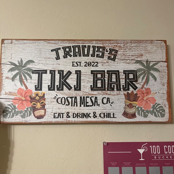 Custom Tiki Bar Sign | Personalized Huge Canvas | Outdoor Home Bar ...