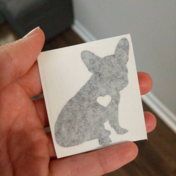 French Bulldog V1 With Heart Cutout, Frenchie Decal, Frenchie Sticker ...