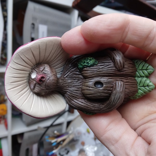 Happy Forest Goblin Figurine - Polymer Clay Sculpture - Goblincore ...