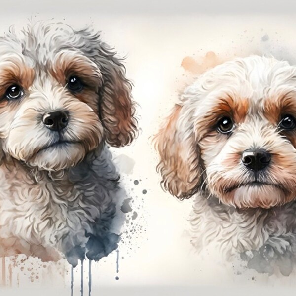 Cavapoochon Watercolour Print - Etsy