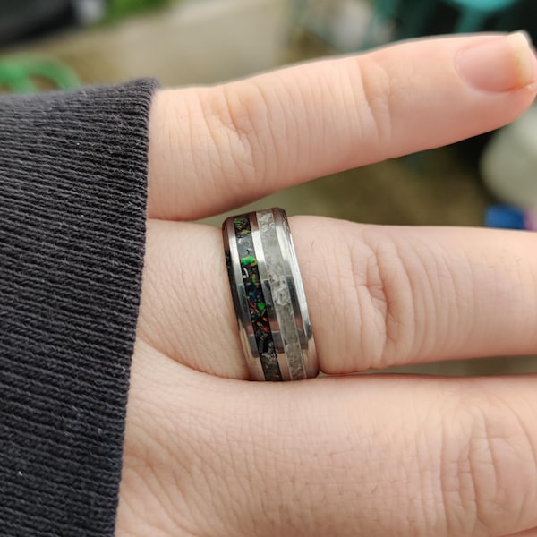 Magic Lake Opal and Gold Flake Inlay Ring - Aqua Glow in the Dark - Etsy