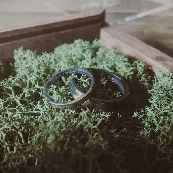 Sterling Silver & 24K Gold Keum Boo Ring Set, Matching Rings, Unique ...