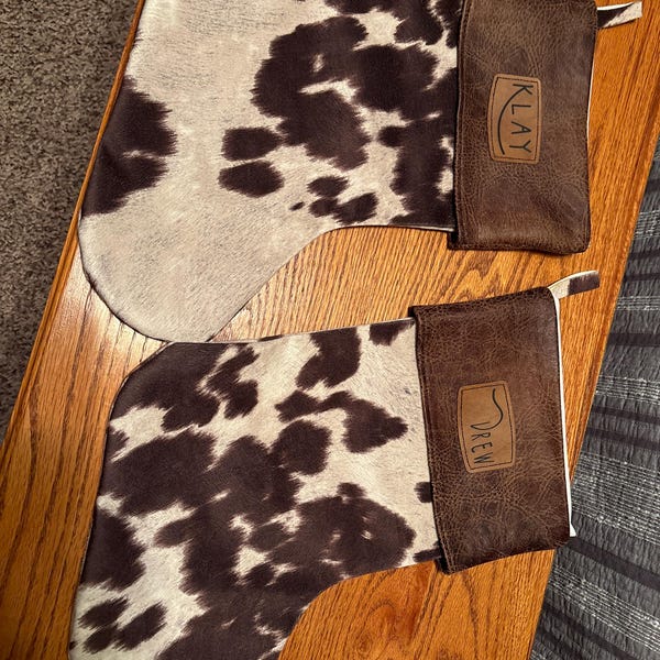 Cow Print Christmas Stockings, Cowhide, Burnt Orange, Tri Color - Etsy