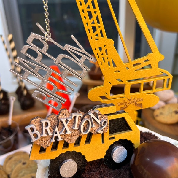 Construction Birthday Party, Personalized Wood Construction Truck Crane ...