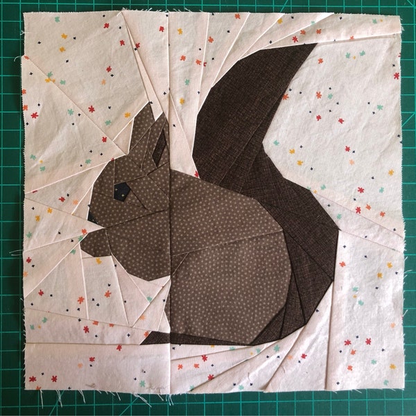 Squirrel Quilt Block Pattern, 4 Sizes PDF Instant Download, Foundation ...