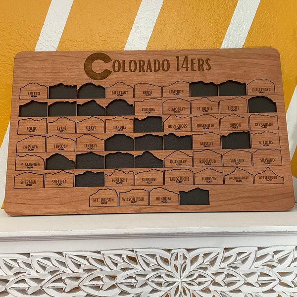 Colorado 14ers Peak Bagging Tracker Sign | 14,000 Ft 58 Mountain Hiking ...