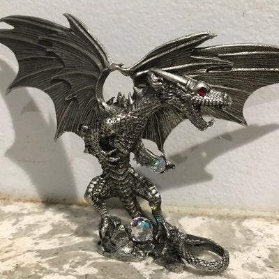 Pewter PHOENIX Rising From Flames With Red Crystal Accents - Etsy