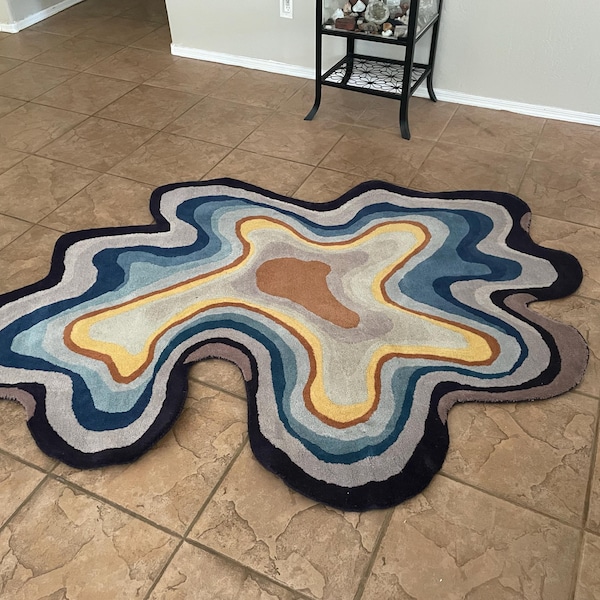 Premium Sun Rug Hand Tufted Orange Light Green Color 100% Wool Area Rug ...