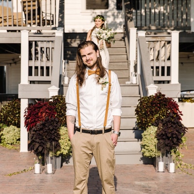 Vintage Brown Weathered Suspenders Tan Bow Tie Bow Tie Neck Tie Set ...