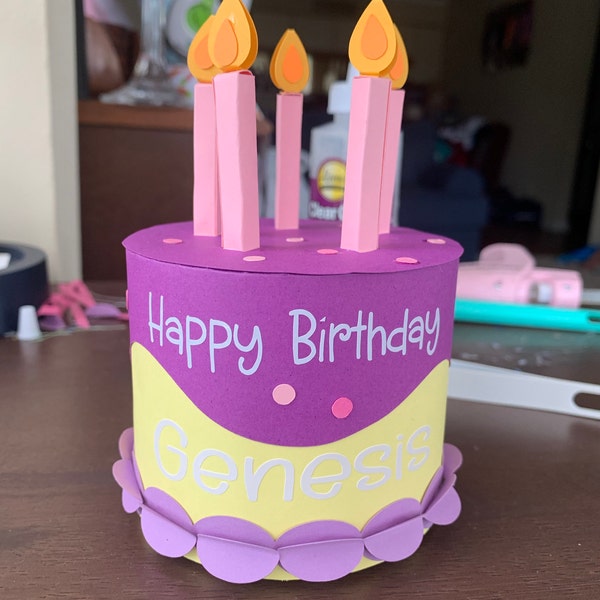 Bundle of 3D Birthday Cake Gift Box SVG Cut Files - 3 Mix & Match 3D ...