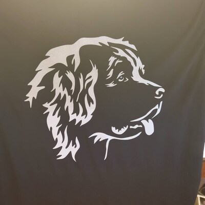 Newfoundland Dog Svg Clipart White Print on Black Newfoundland Portrait ...