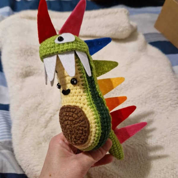 Crochet Dinosaur Avocado, Dinosaur Avocado Plush, Stuffed Dinosaur ...