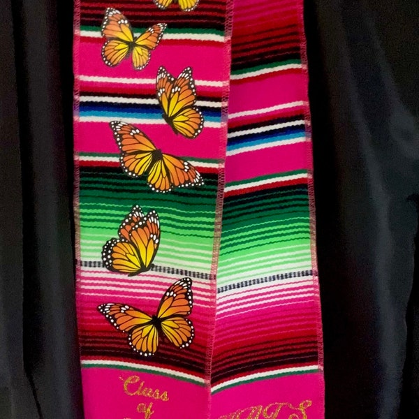 Butterfly Mexican Graduation Stole, Custom Graduation Stole, Class of ...
