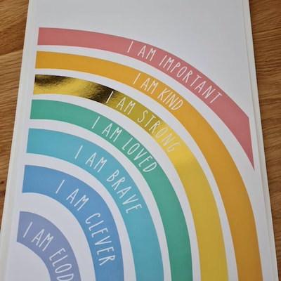 Rainbow With Foil Print, I Am Important, I Am Amazing, I Am Strong, I ...